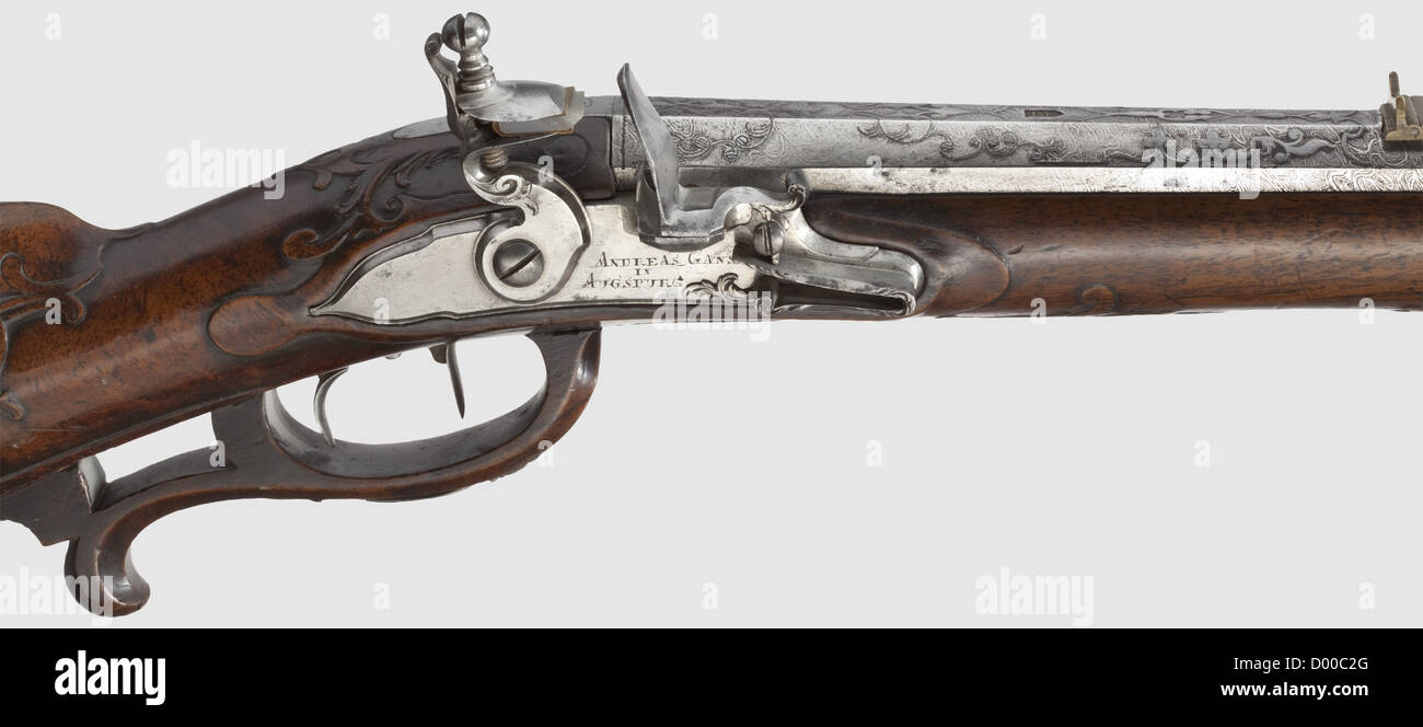 German silver mounted flintlock rifle andreas hi-res stock photography ...