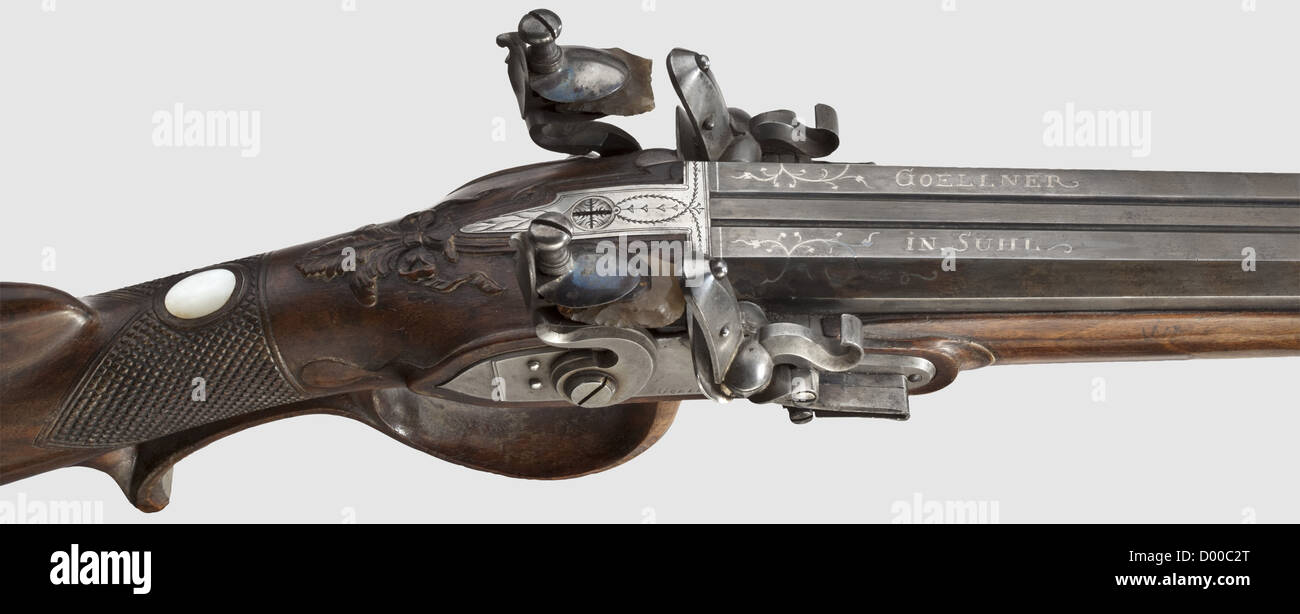 A fine German double-barrelled flintlock shotgun,Goellner in Suhl,circa ...