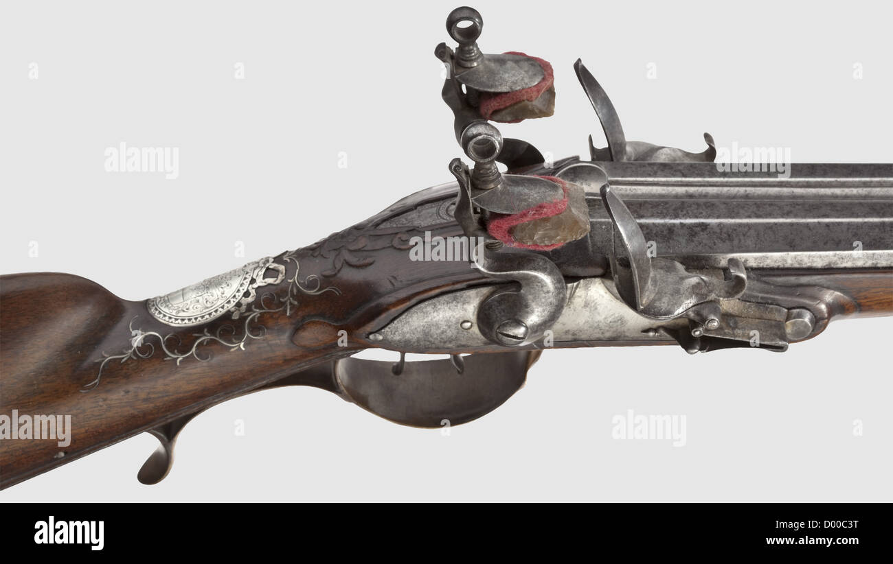 A German double-barrelled flintlock shotgun,circa 1760. Two-stage ...