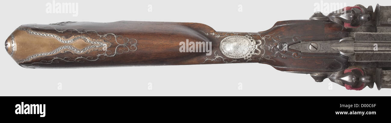 A German double-barrelled flintlock shotgun,circa 1760. Two-stage ...