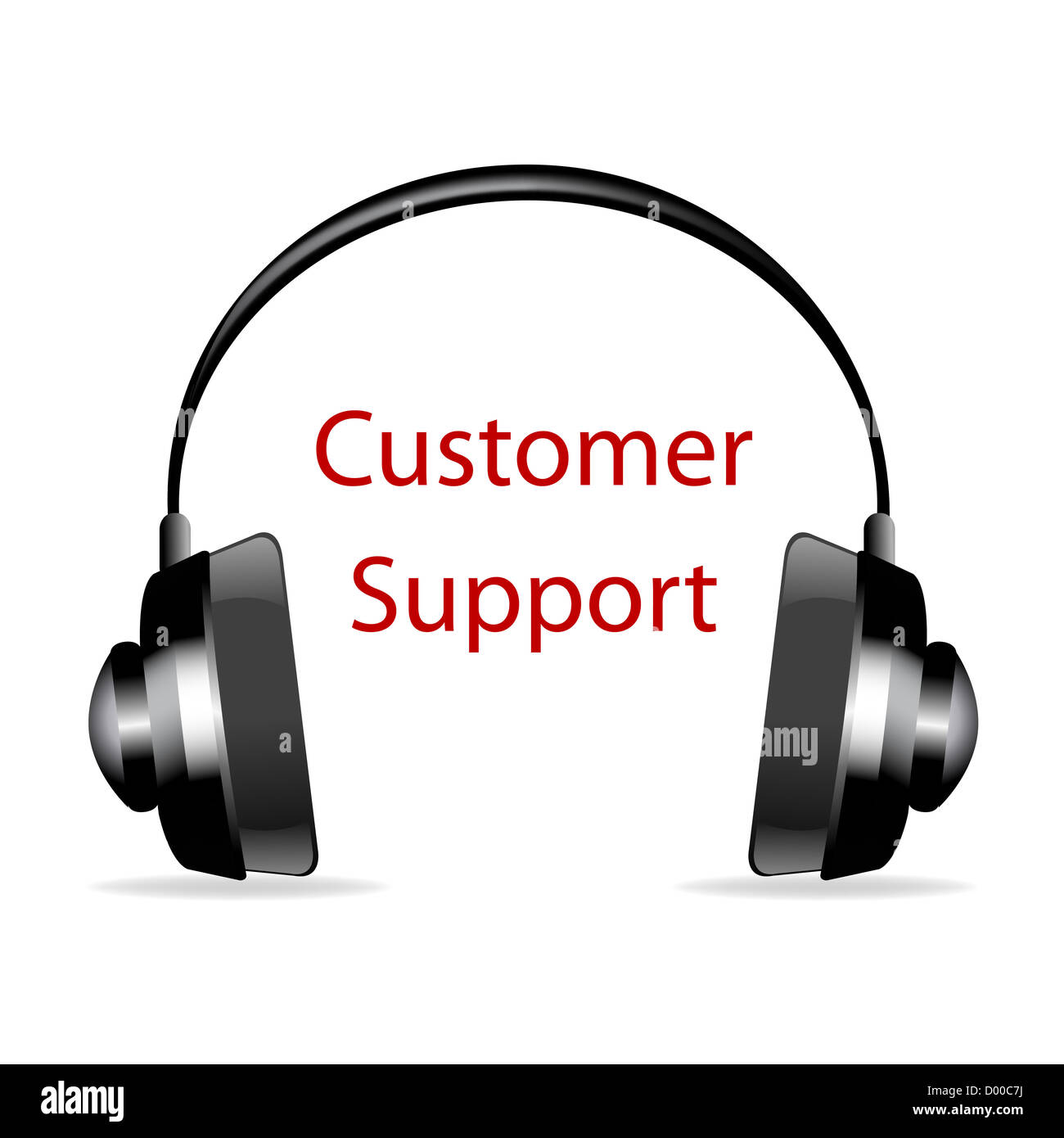 illustration of headphone with customer support text Stock Photo - Alamy