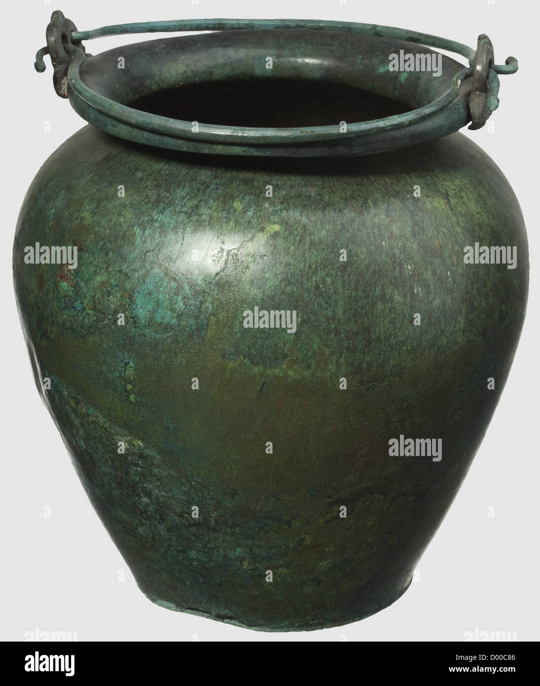 An Etruscan situla, 5th century BC. Bronze with fine, green noble ...