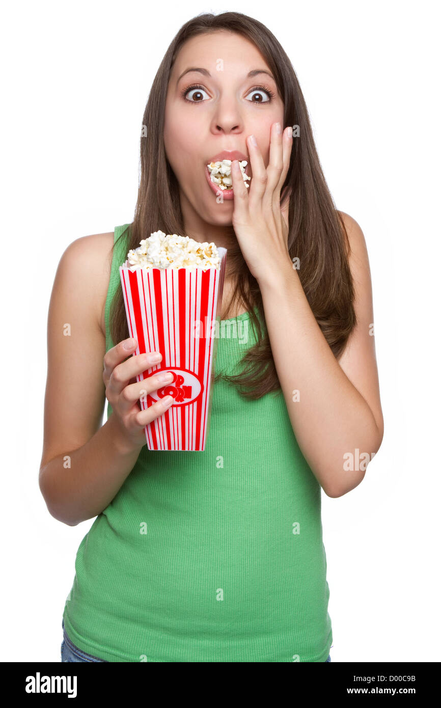Pretty teen girl eating popcorn Stock Photo - Alamy
