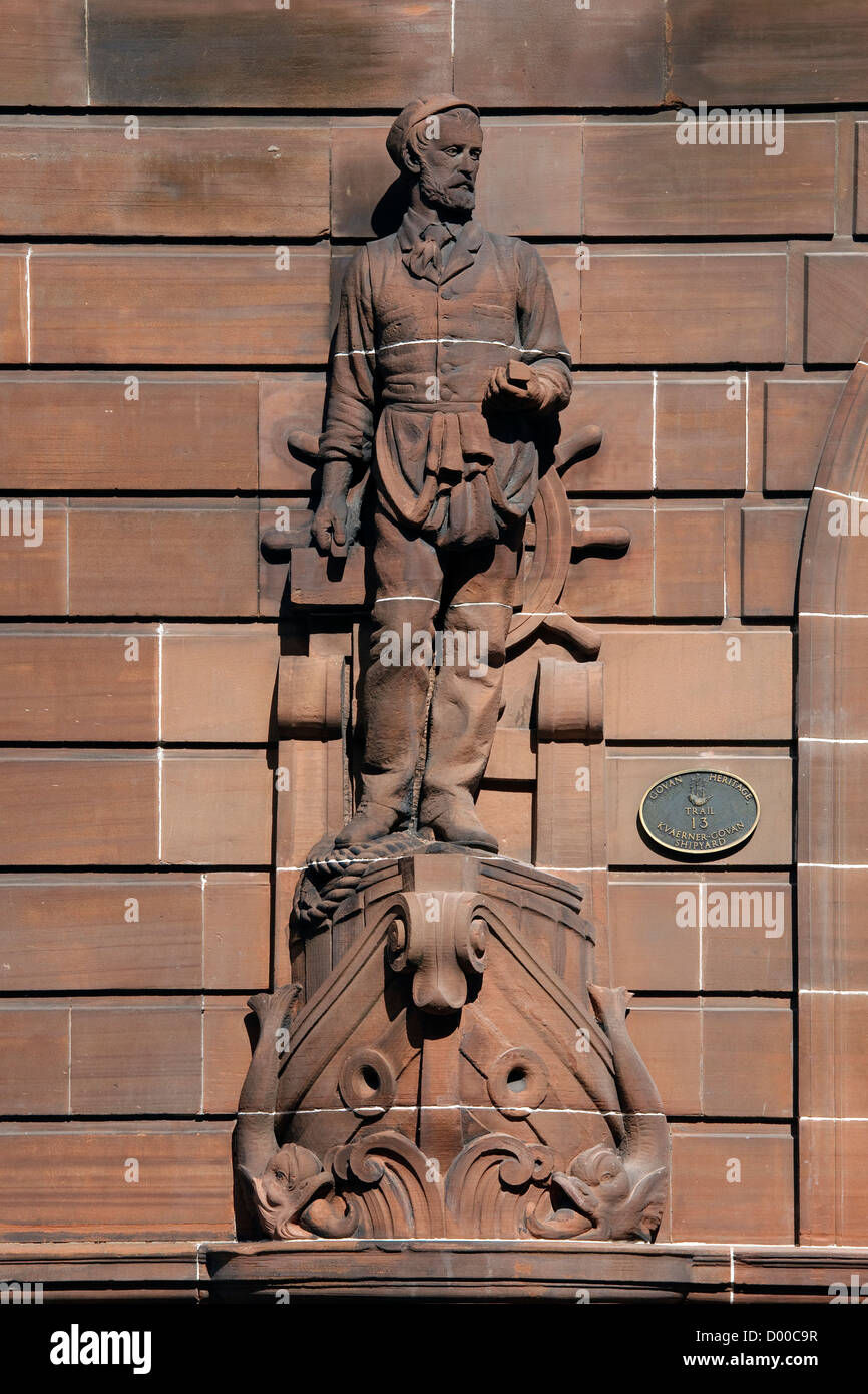 Statue of a shipyard engineer, outside the main entrance to Fairfield ...