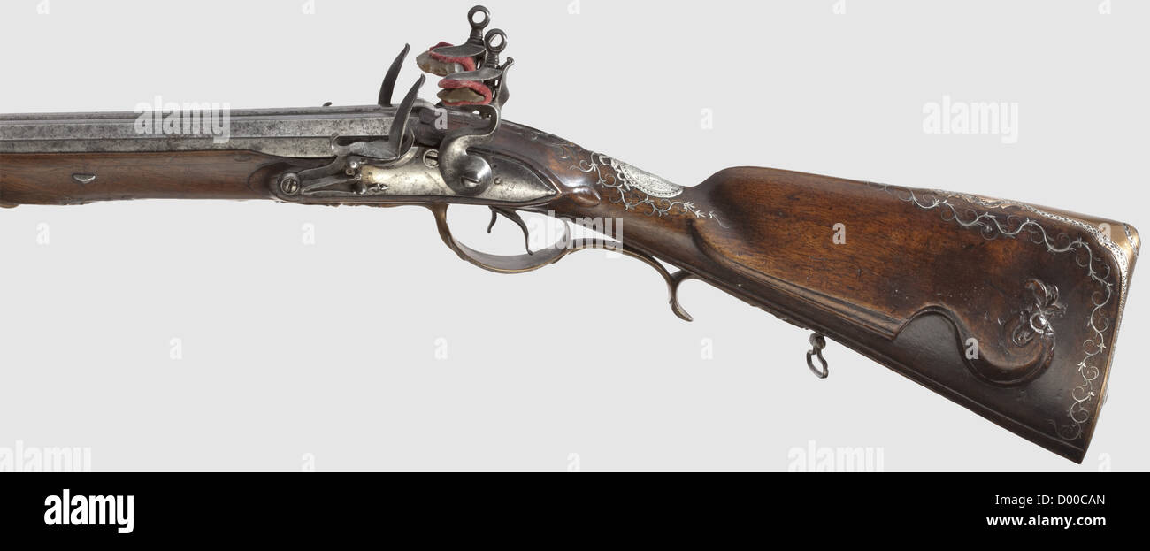 A German double-barrelled flintlock shotgun,circa 1760. Two-stage ...