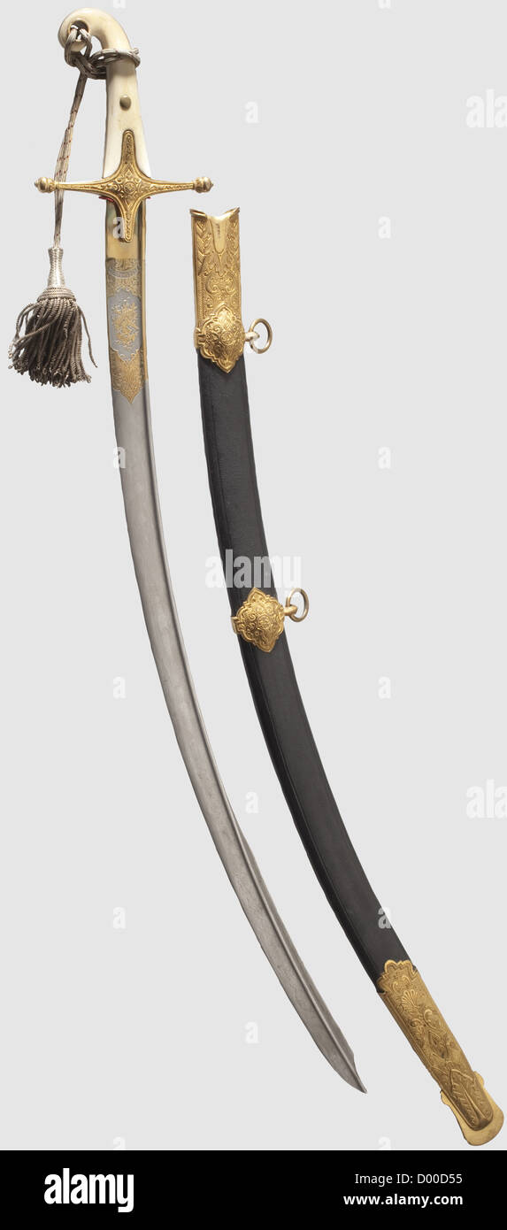 A sabre à la Mameluke,2nd half of the 19th century.Curved pipe-back ...