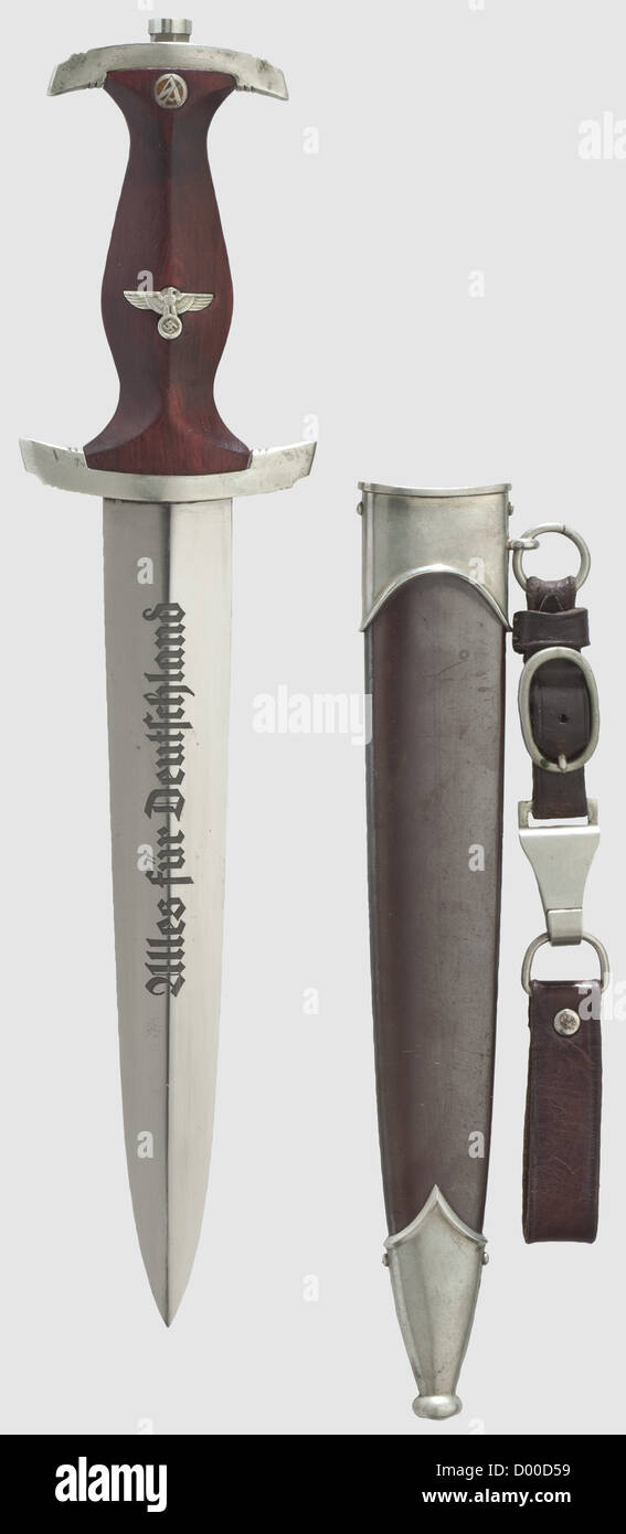 A model 1933 SA service dagger with leather hanger,Maker J.P. Sauer ...