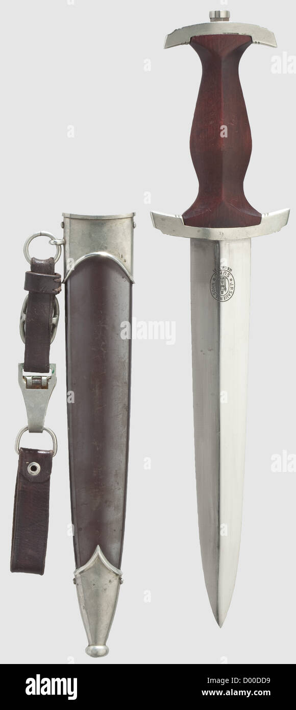 A model 1933 SA service dagger with leather hanger,Maker J.P. Sauer ...