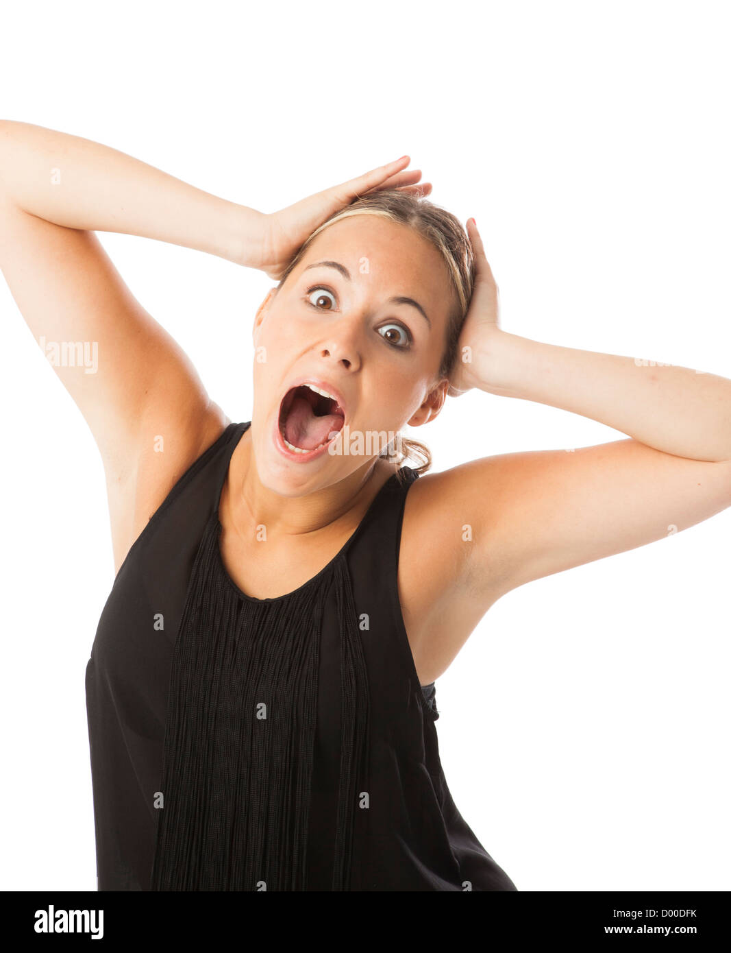 real young beautiful woman with a surprise expression Stock Photo - Alamy