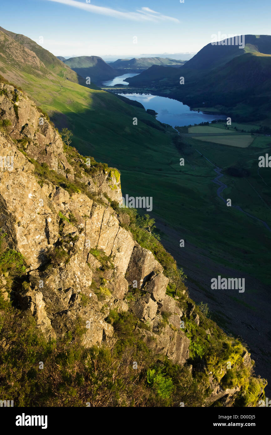 Sun rising over Lake Buttermere from the summit of Haystacks in the ...