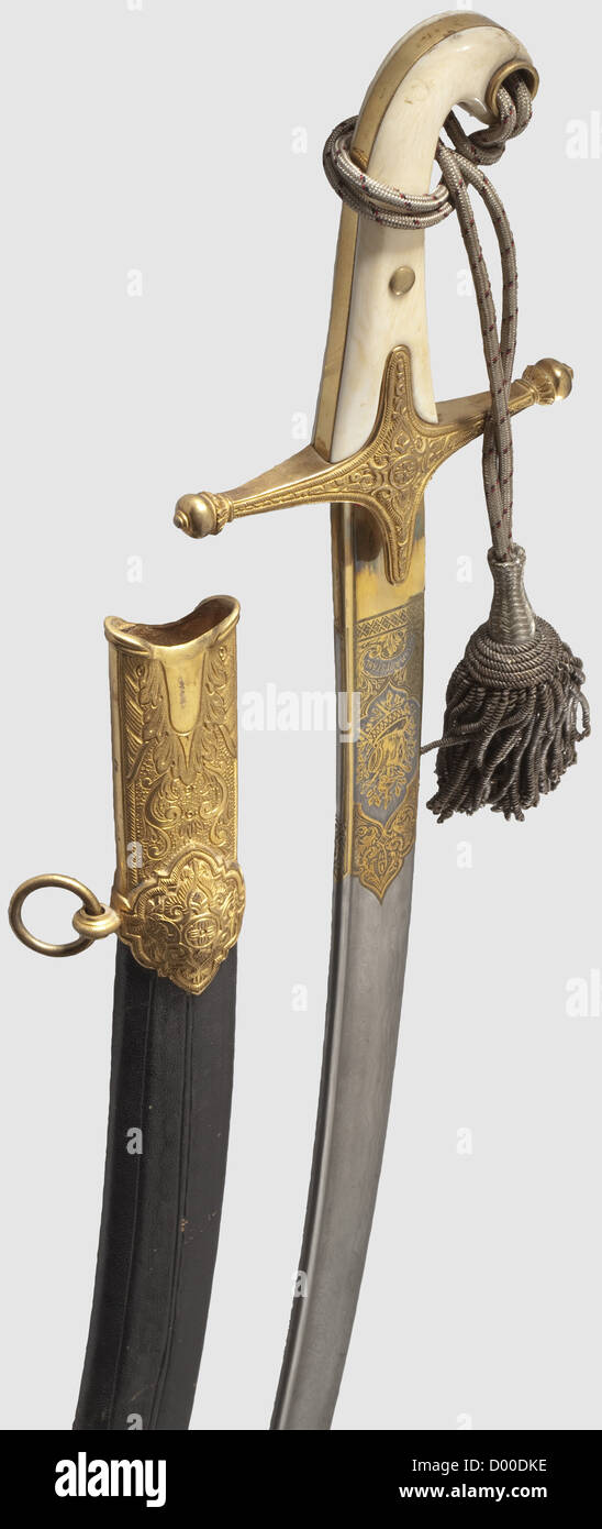 A sabre à la Mameluke,2nd half of the 19th century.Curved pipe-back ...
