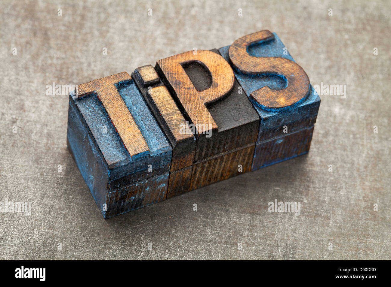 tips word - text in vintage letterpress wood type blocks against a ...