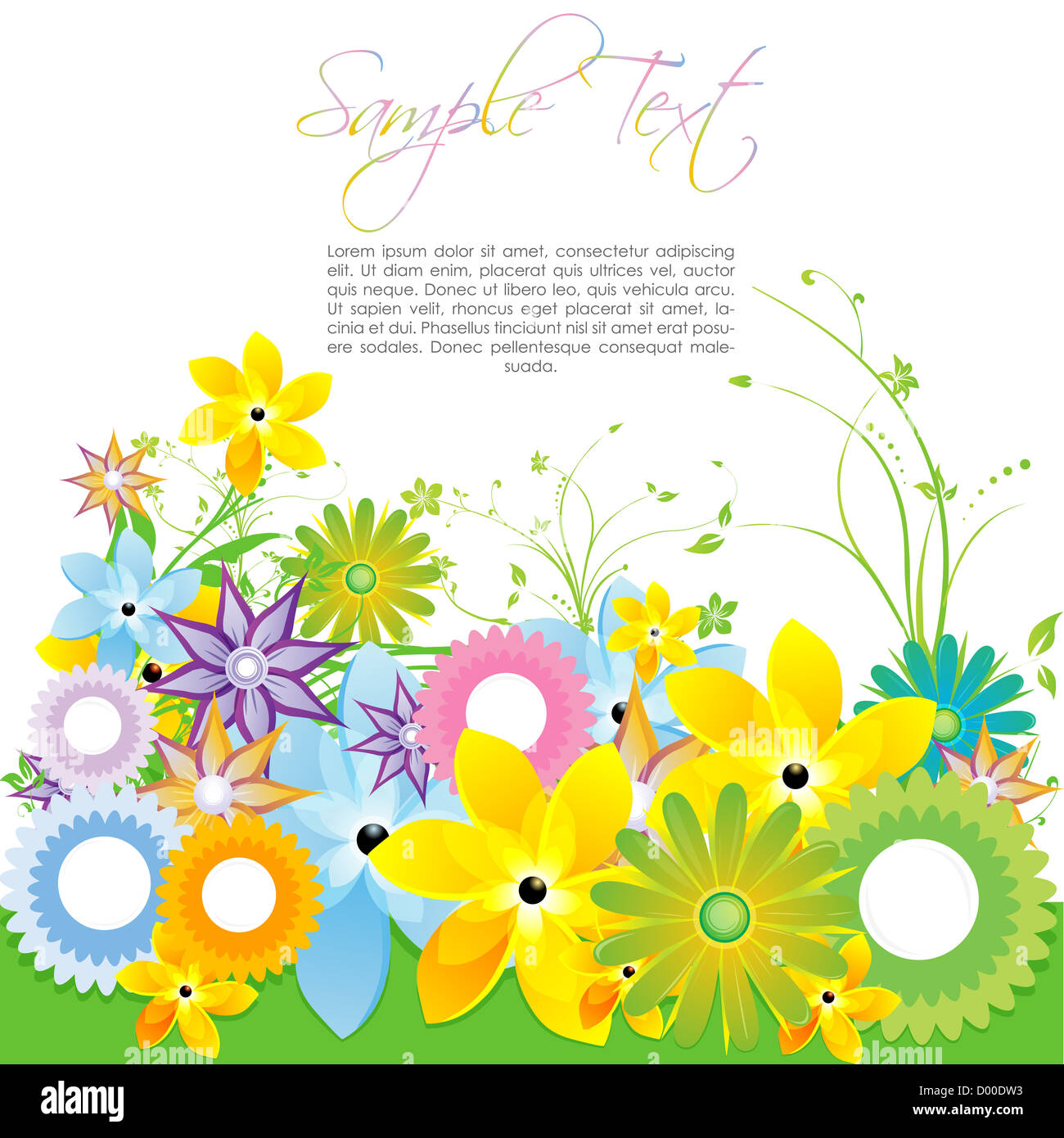 illustration of colorful floral card Stock Photo - Alamy