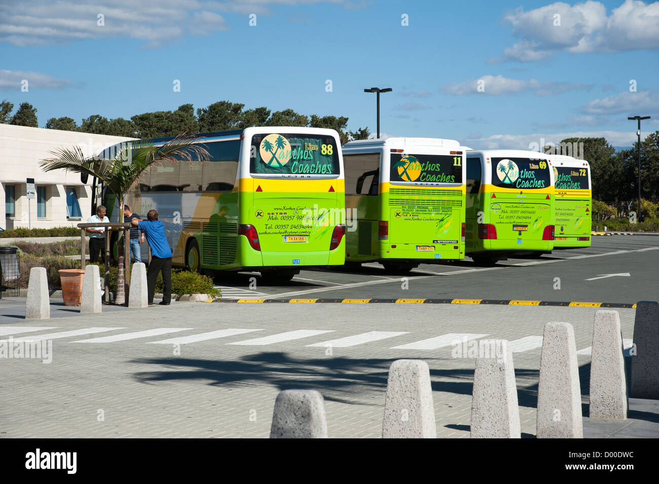 Tourist buses outside Pafos International Airport Paphos Cyprus Stock ...