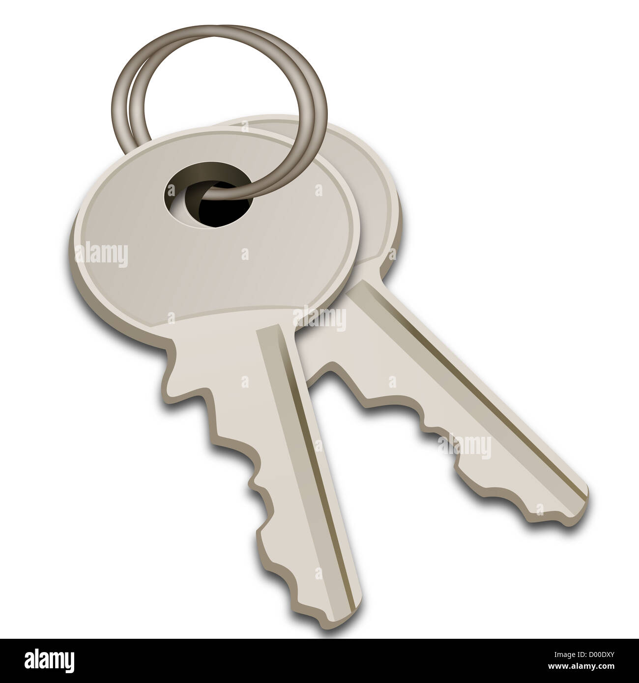 illustration of steel keys on white background Stock Photo - Alamy