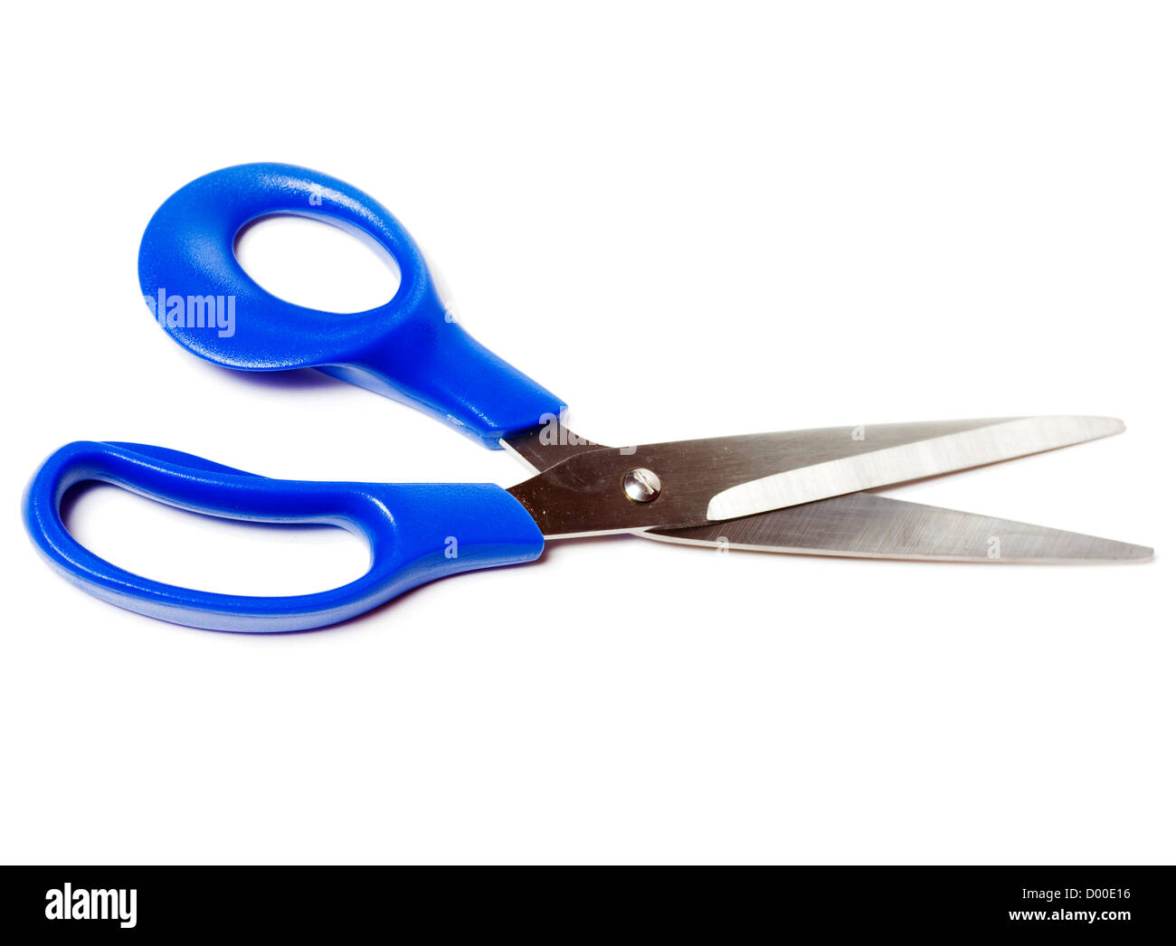 New scissors with blue handle isolated on white Stock Photo - Alamy
