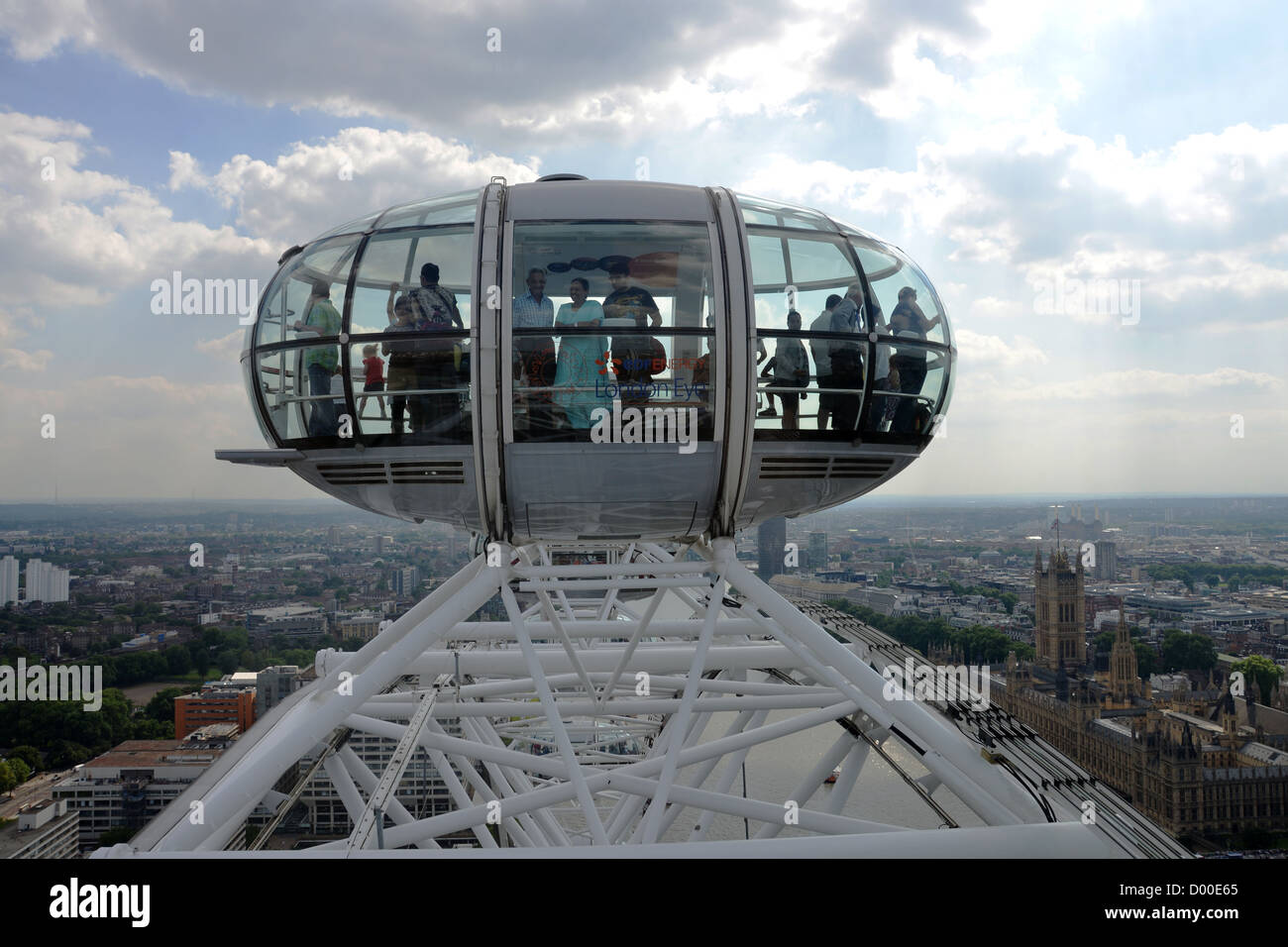London Eye Pod at the Top giving magnificent Views of London -2 Stock ...