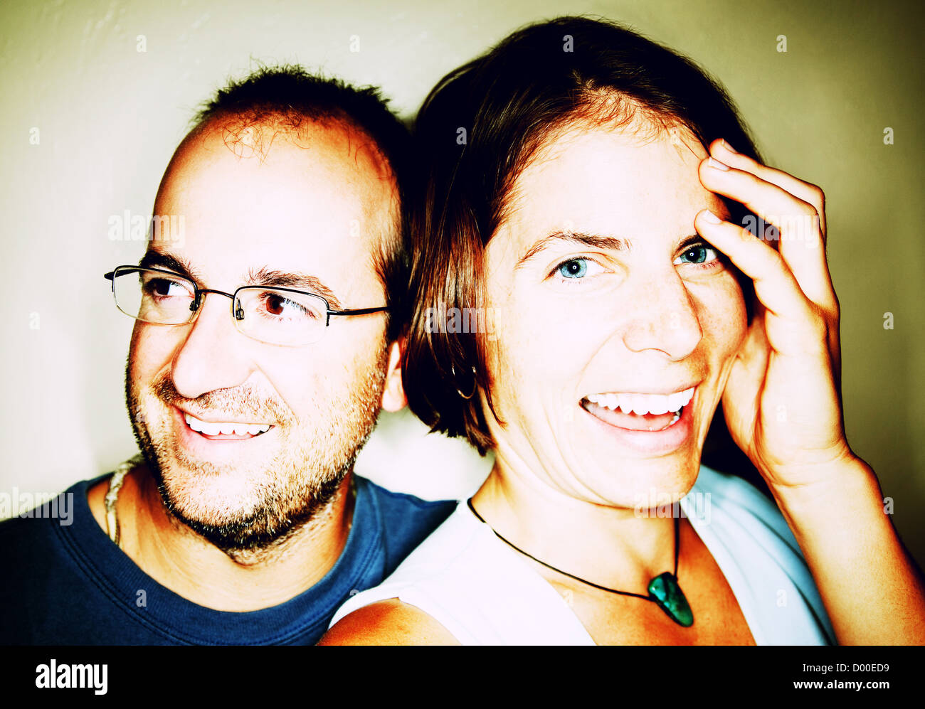 Attractive Man and Woman Smiling in Closeup Shot Stock Photo - Alamy