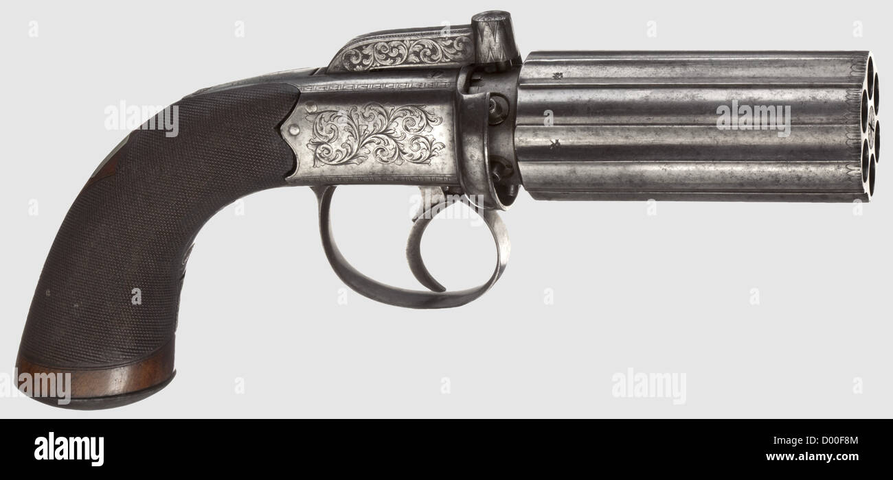 A British percussion pepperbox in its case,John Blissett,London,circa ...