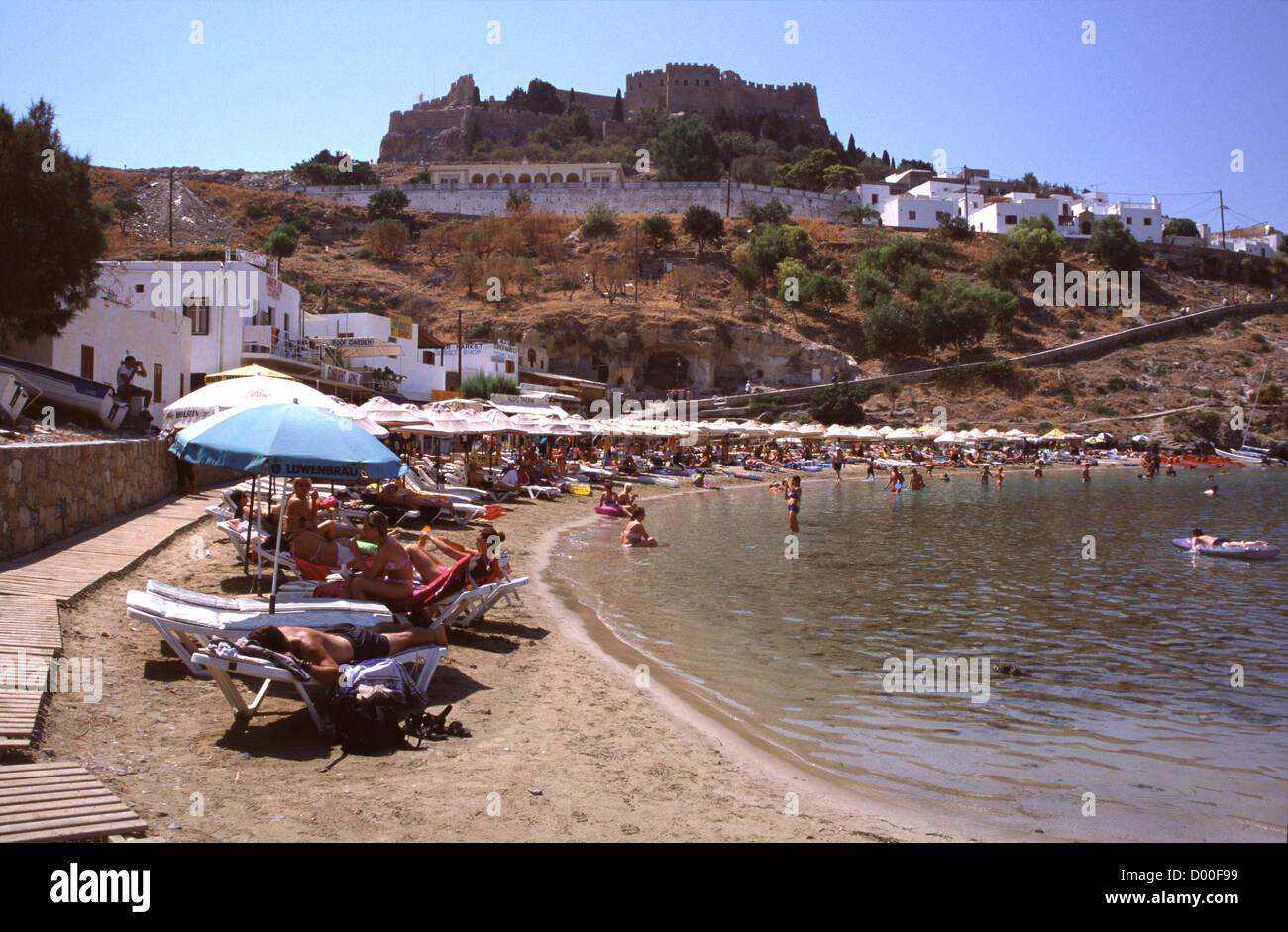 Lindos beach Rhodes Greece Stock Photo - Alamy