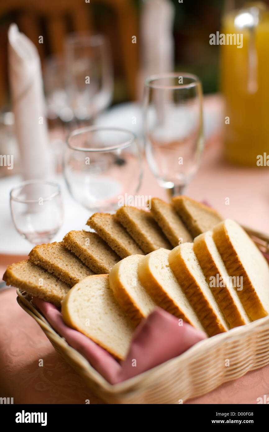 Set of sliced Bread on restaurant table Stock Photo - Alamy