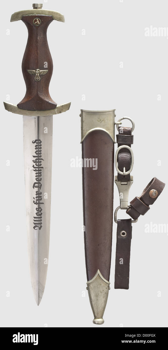 A model 1933 SA service dagger,with three-piece leather hanger,Maker J ...