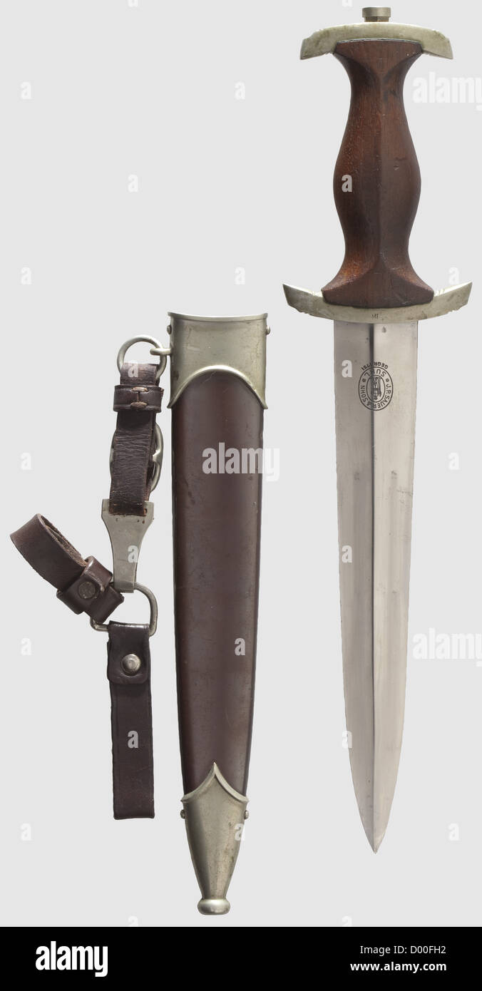 A model 1933 SA service dagger,with three-piece leather hanger,Maker J ...