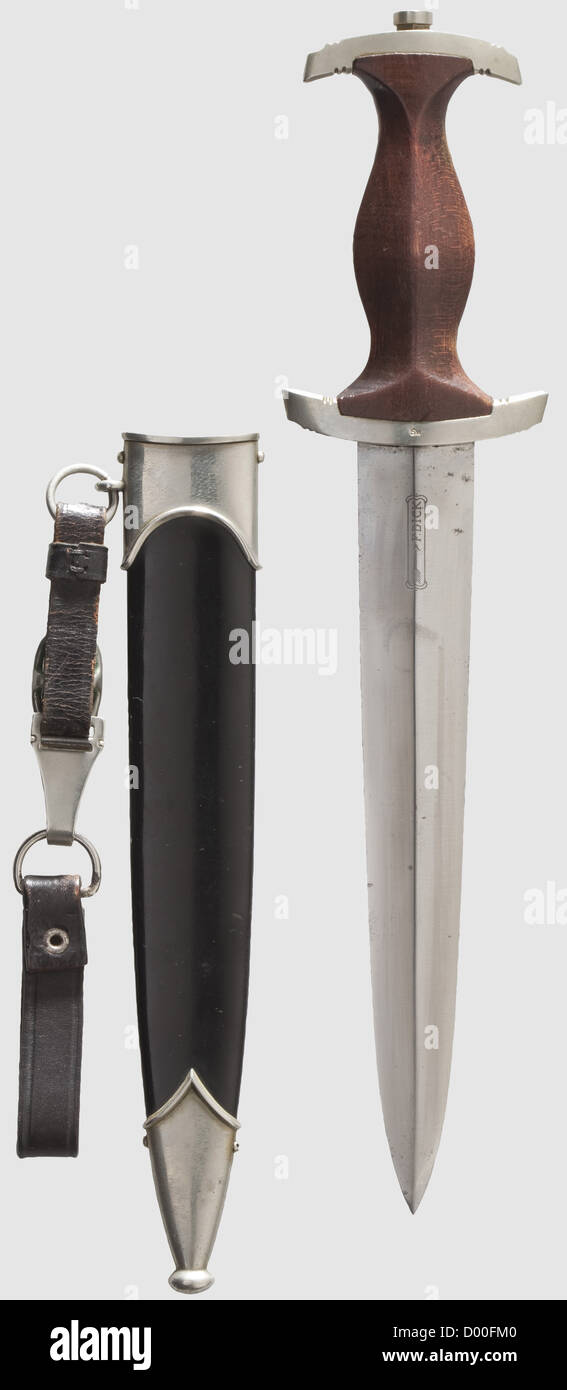 A model 1933 NSKK service dagger,with leather hanger,Maker F. Dick ...