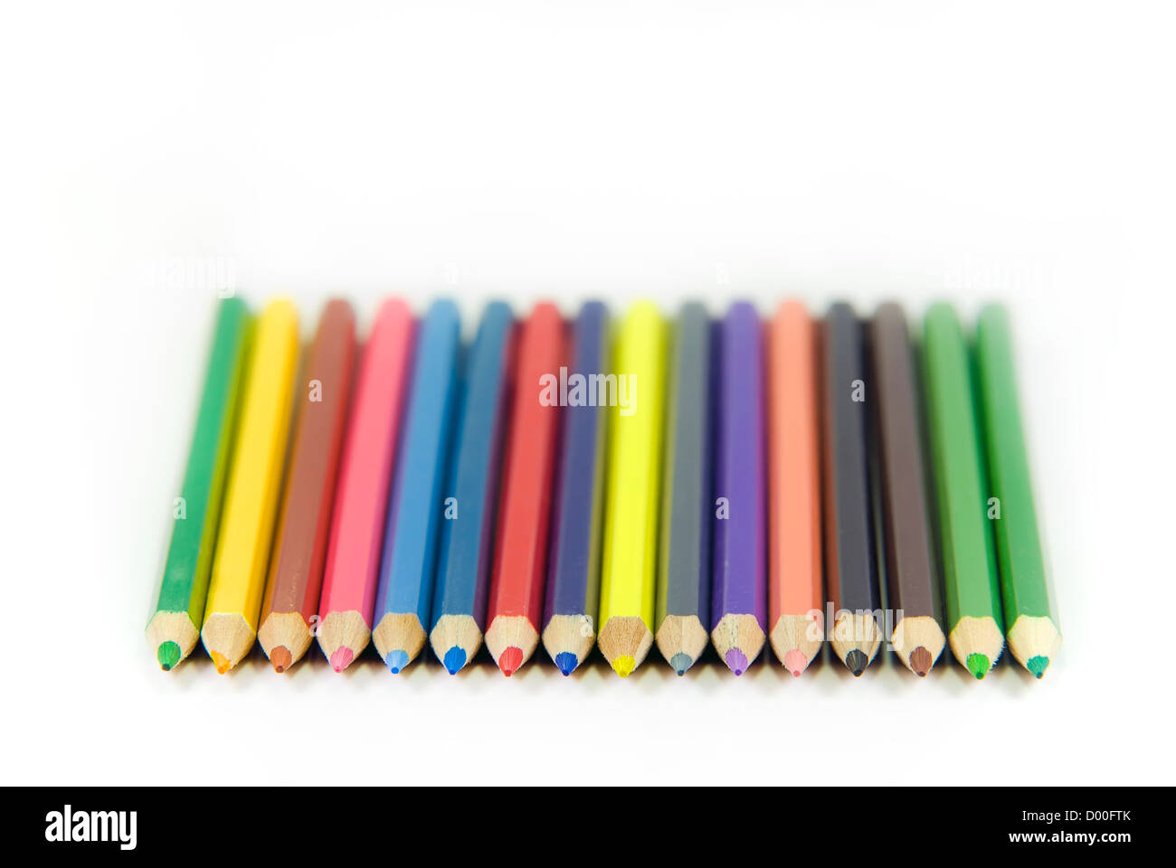 multicolored pencils on white Stock Photo - Alamy