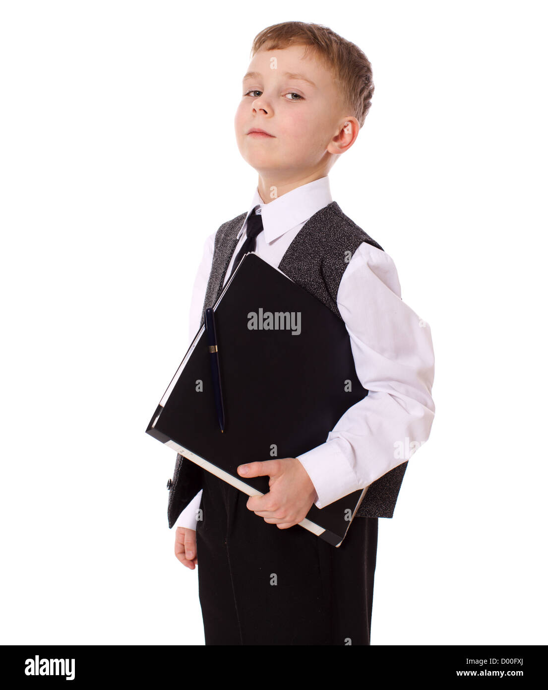 little businessman portrait isolated on white Stock Photo - Alamy