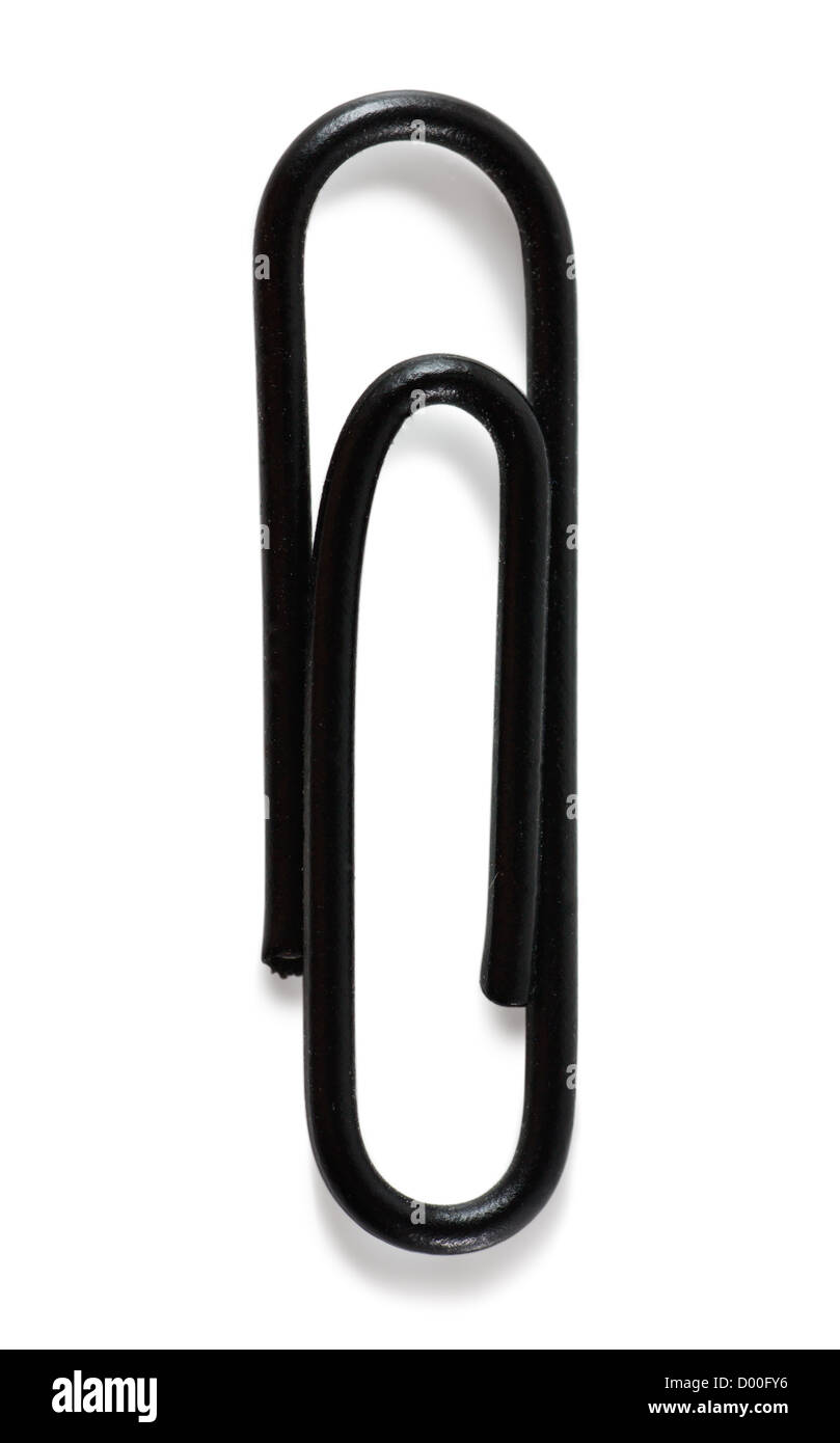 Macro view of black paper clip isolated over white Stock Photo - Alamy