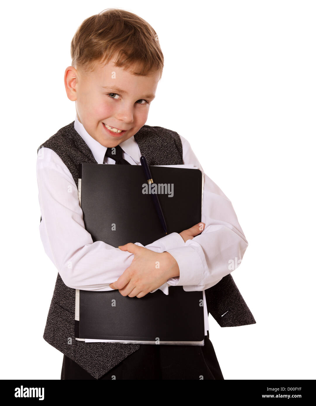 little businessman portrait isolated on white Stock Photo - Alamy