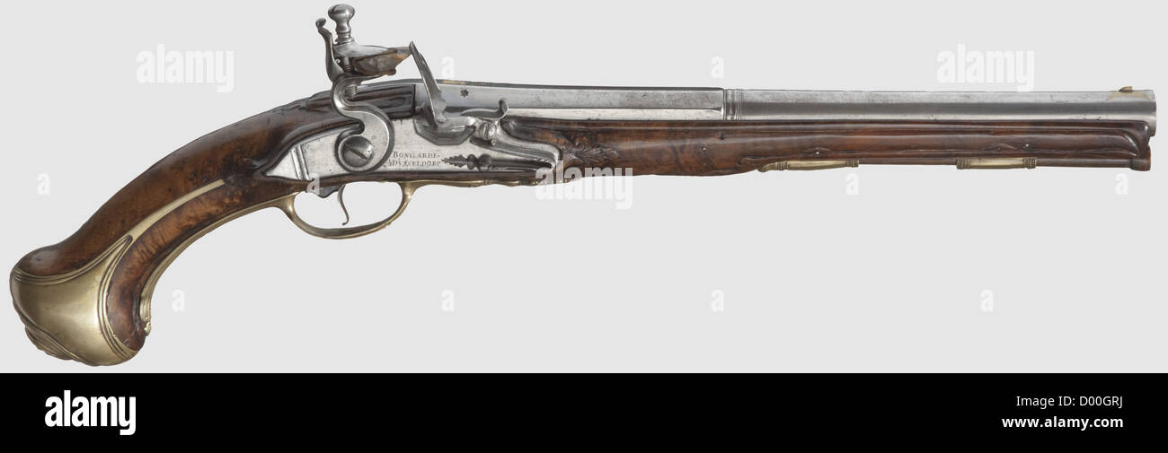 A German flintlock pistol,Bongarde,Düsseldorf,circa 1730.Two-stage ...