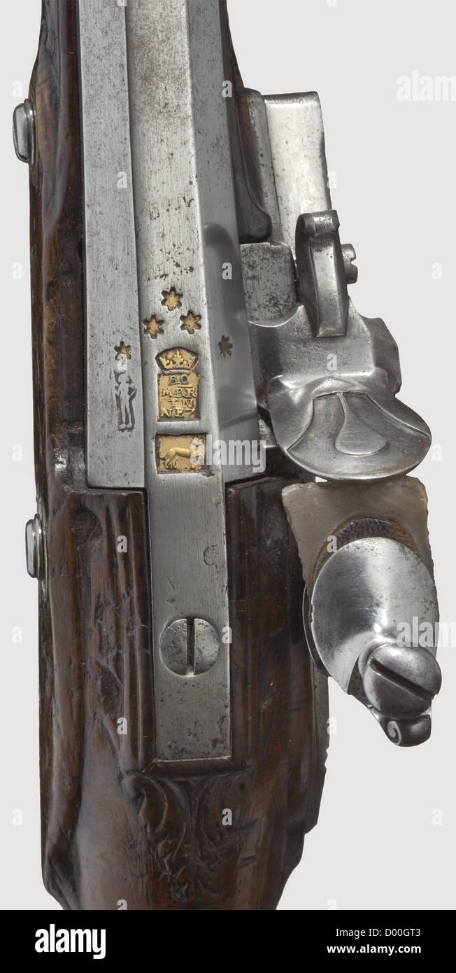 A German flintlock pistol,Bongarde,Düsseldorf,circa 1730.Two-stage ...