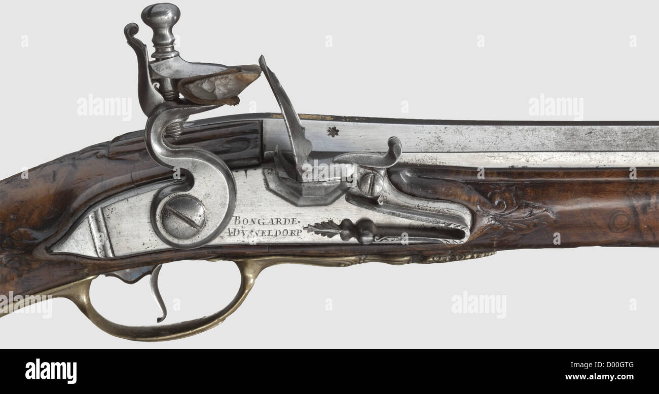 A German flintlock pistol,Bongarde,Düsseldorf,circa 1730.Two-stage ...