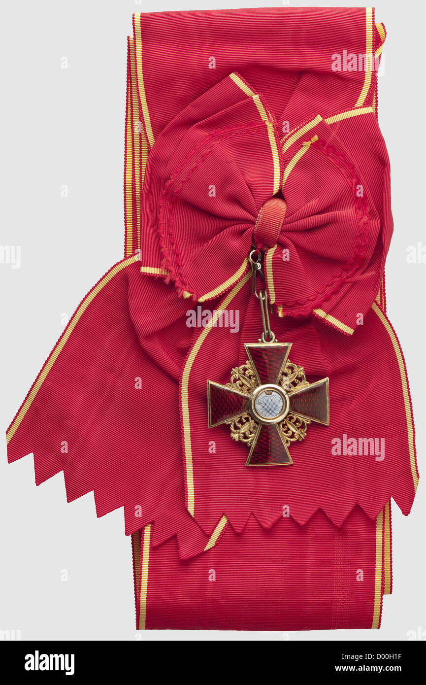 An Order of St. Anne, 1st Class Cross with sash, French production ...