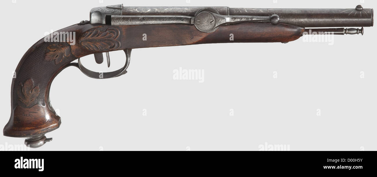 A very fine German needle fire pistol,Dreyse Arms Factory in Sömmerda ...