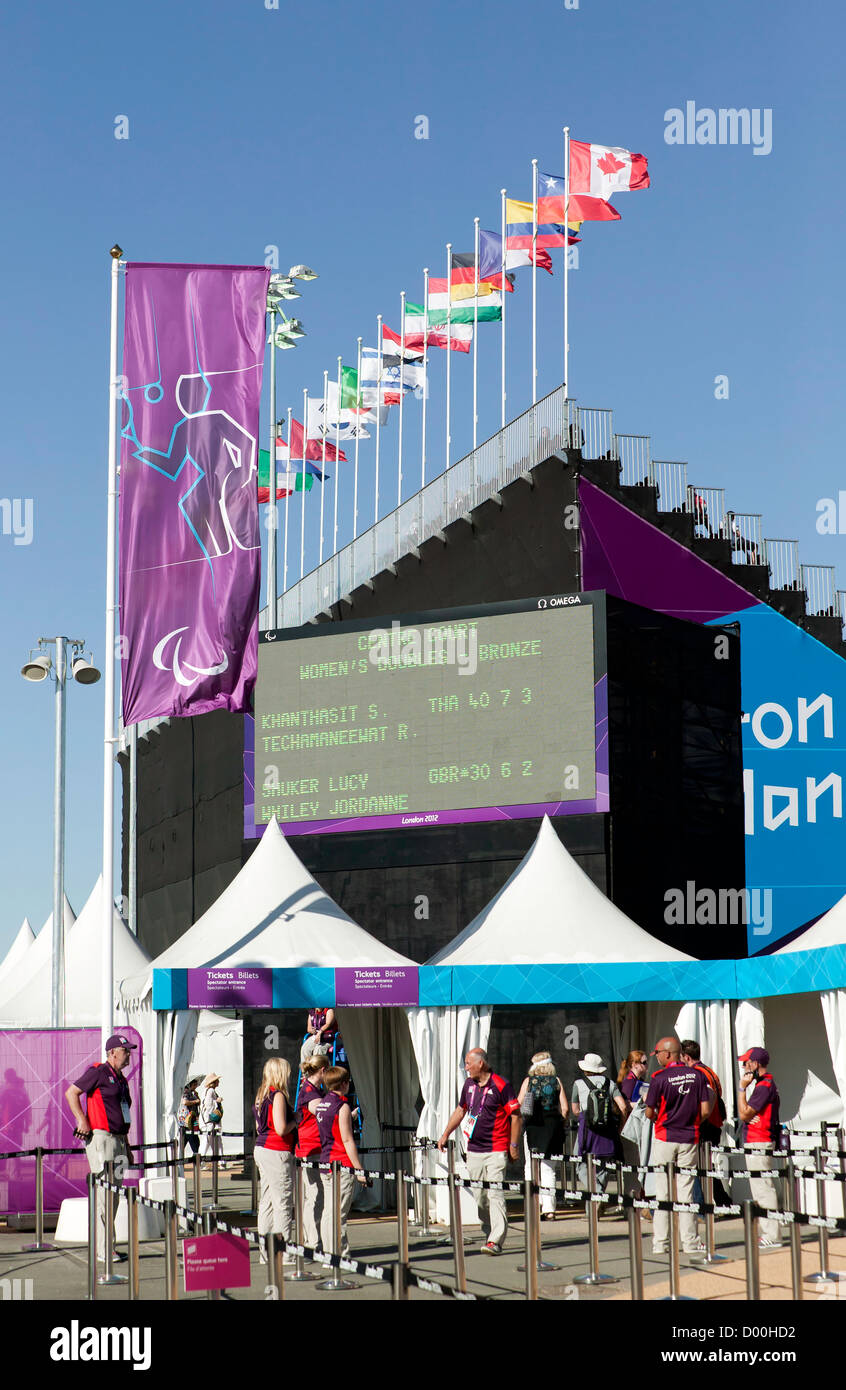 View of the spectator entrance of Eton Manor, the venue for wheelchair ...