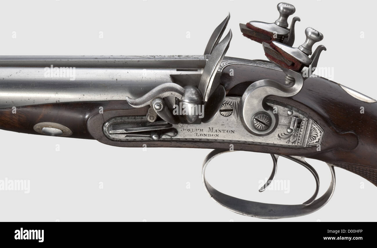 An English double-barrelled flintlock pistol,Joseph Manton,London,circa ...