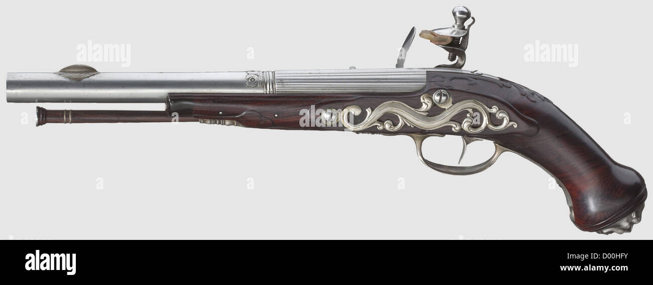 An Italian flintlock pistol,1st half of the 18th century. Two-stage ...