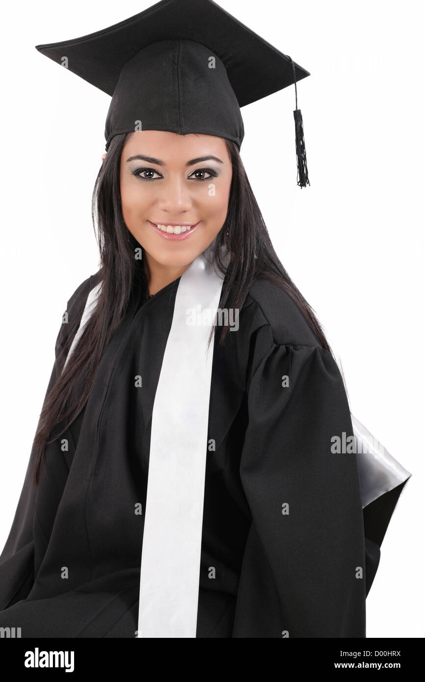 Full isolated studio picture from a young graduation woman Stock Photo ...
