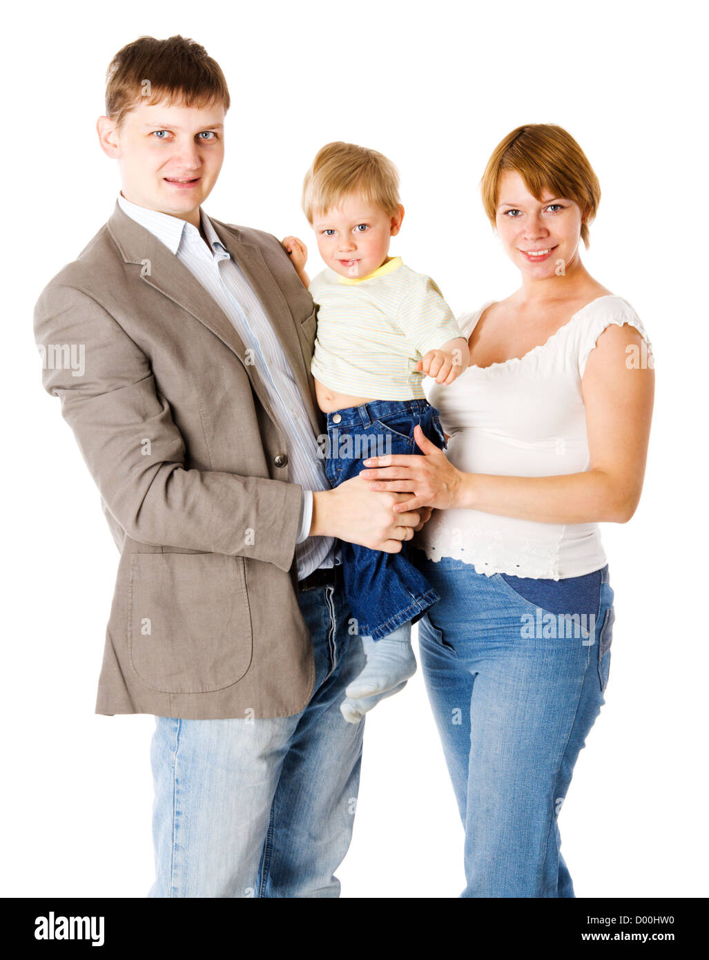 Happy Family posing together isolated on white Stock Photo - Alamy
