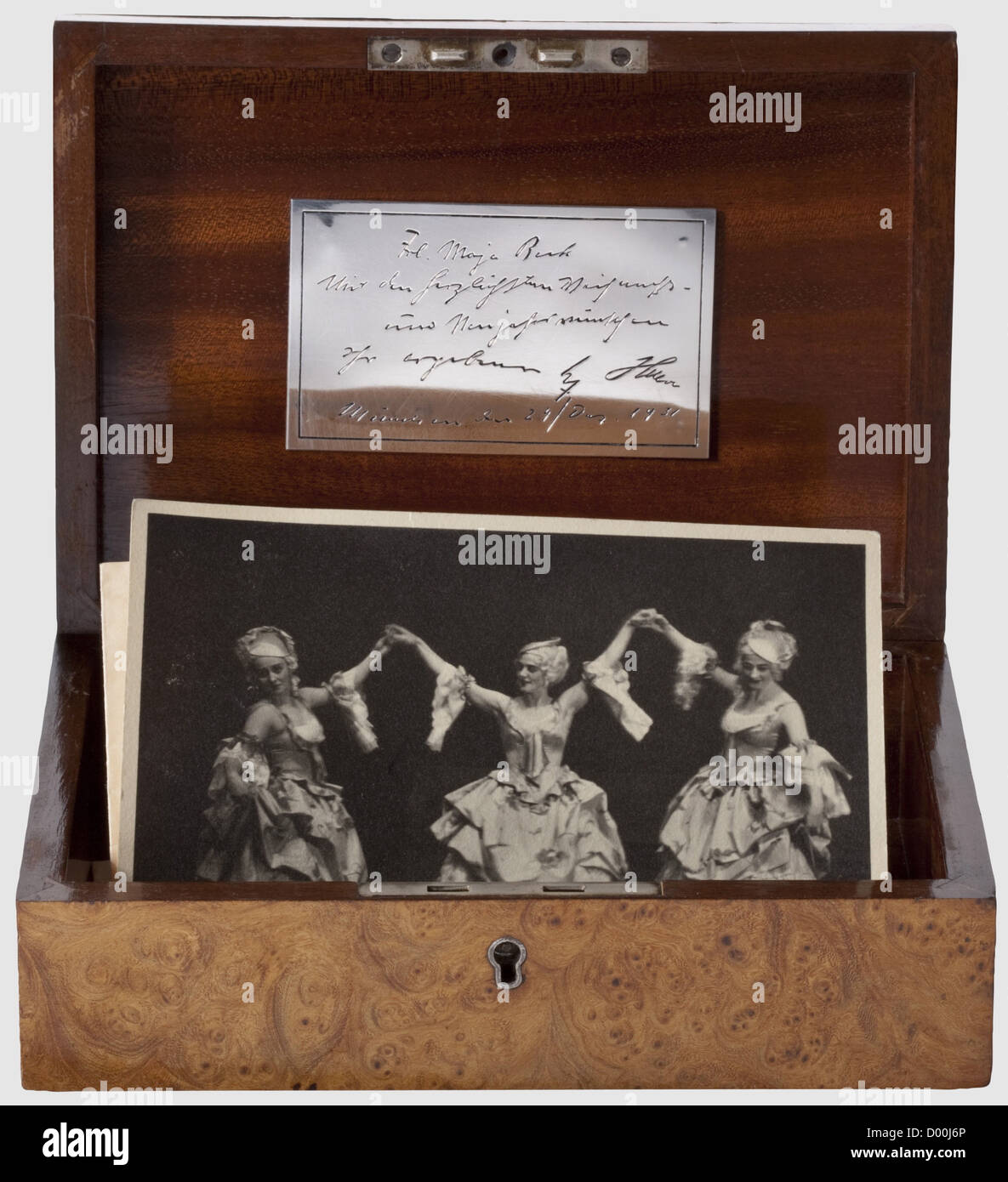 Maja Beck - a presentation box from Adolf Hitler 1931,Wooden box with ...