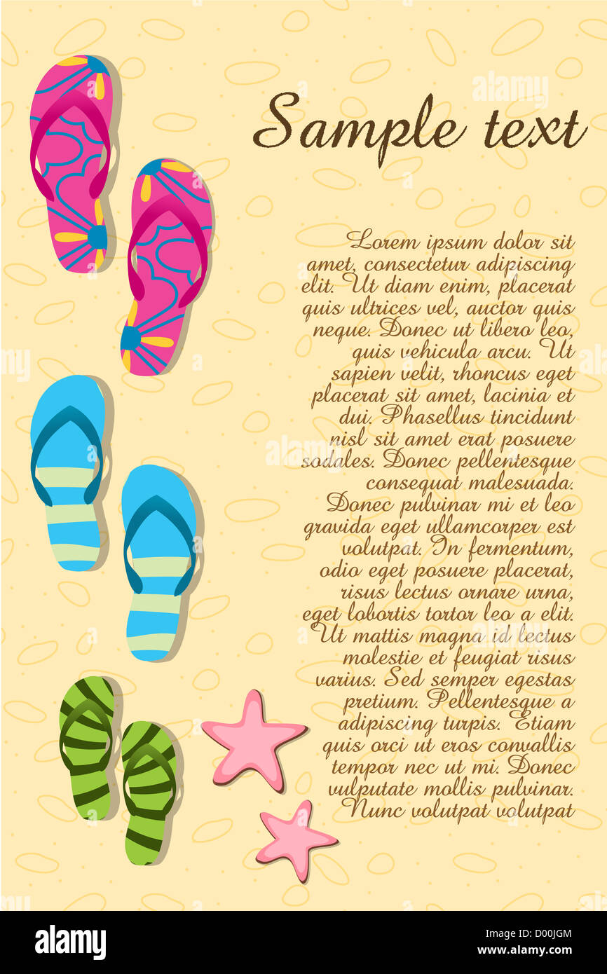 illustration of beach card with sample text Stock Photo - Alamy