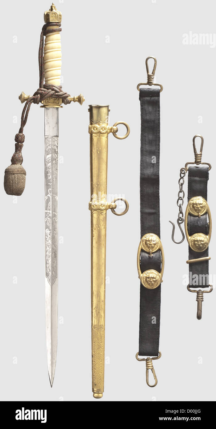 A model 1890 dagger for cadets of the Imperial Navy with ivory grip ...