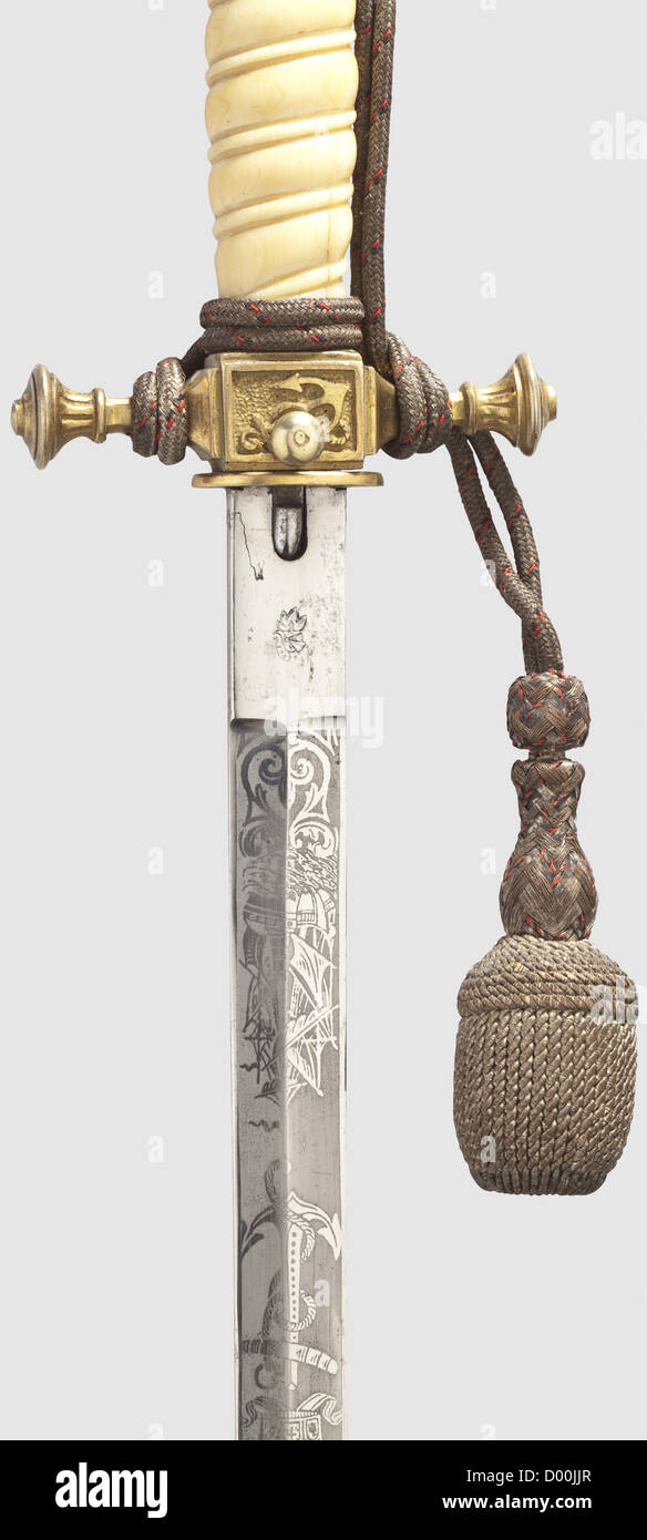 A model 1890 dagger for cadets of the Imperial Navy with ivory grip ...