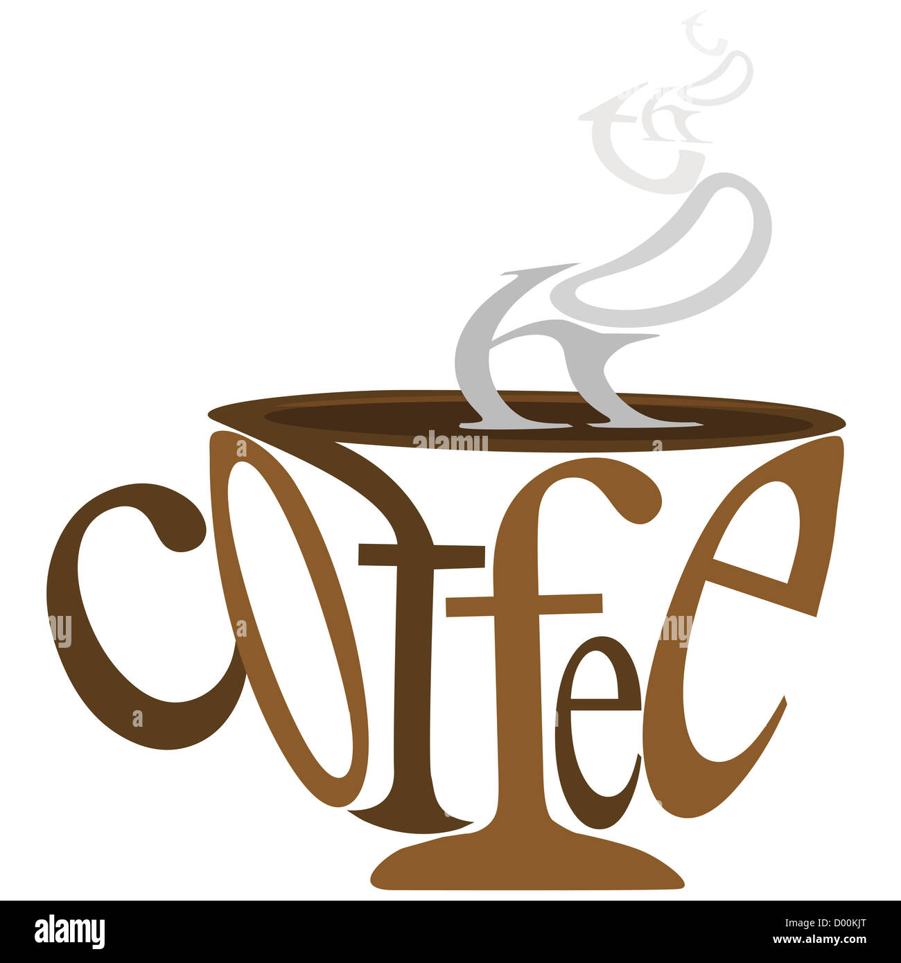 illustration of coffee cup and smoke with text on isolated background ...