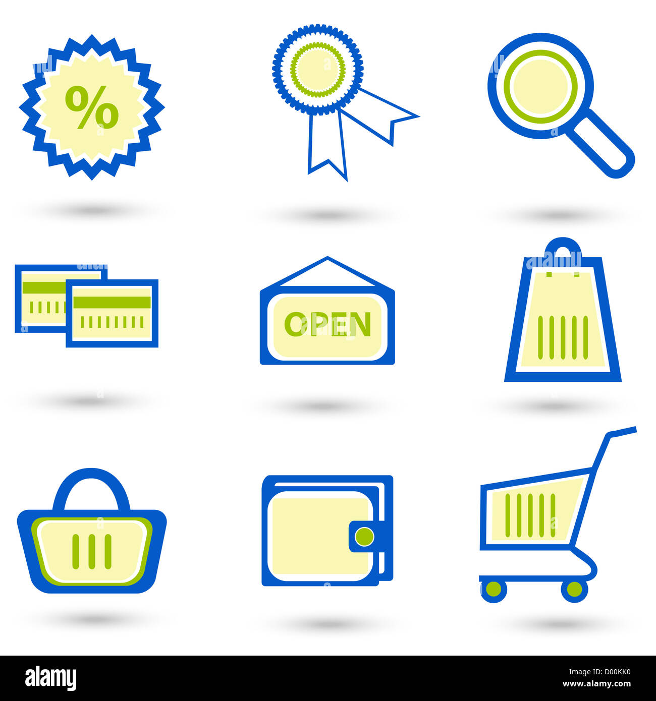 illustration of shopping icons on white background Stock Photo - Alamy