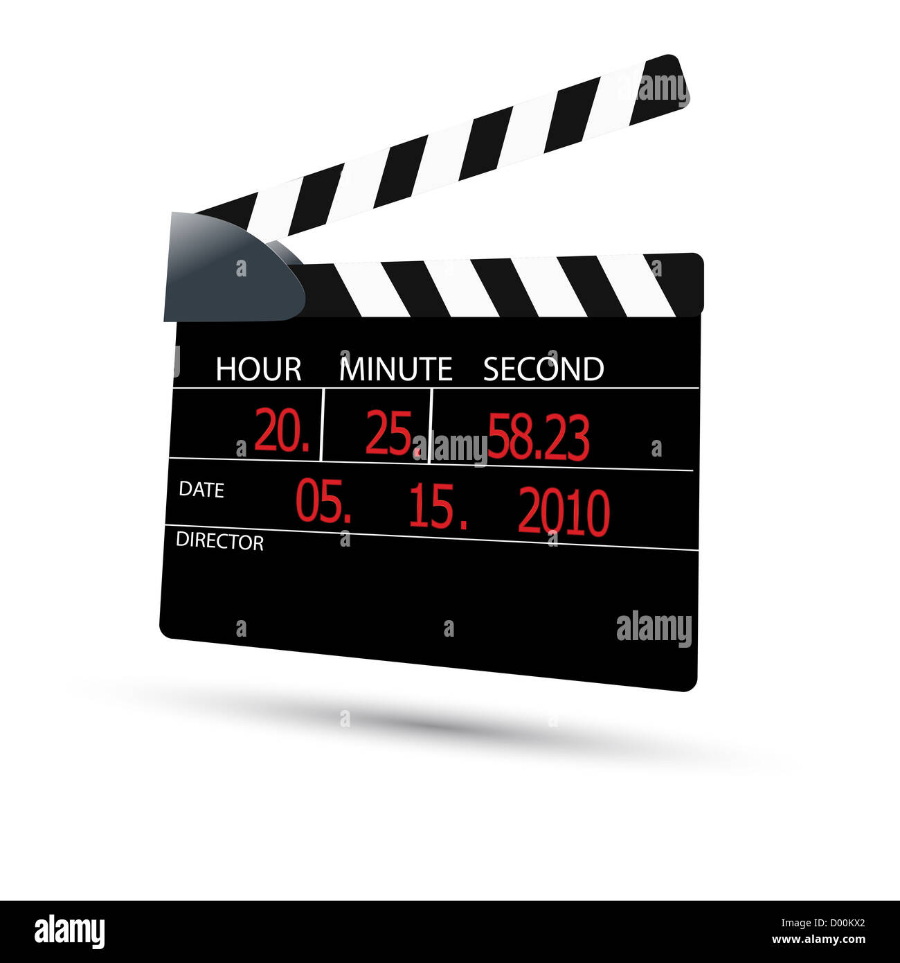 illustration of clapper board on white background Stock Photo - Alamy