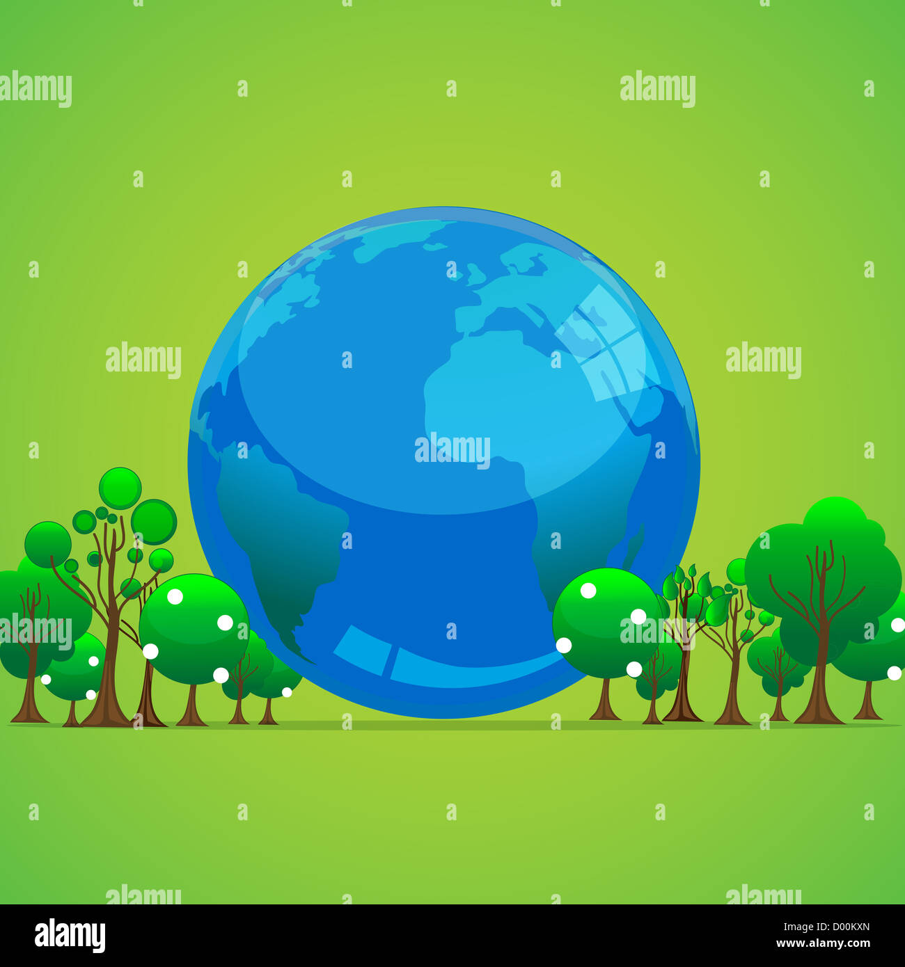 illustration of globe with trees Stock Photo - Alamy